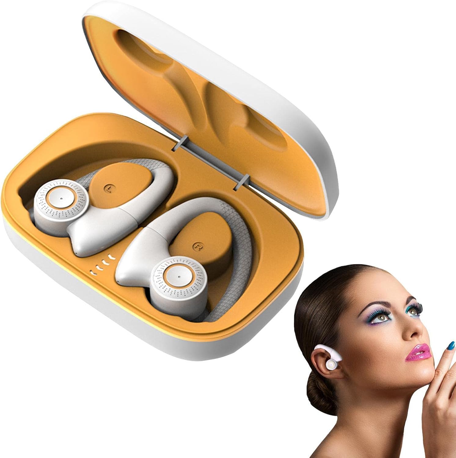 Over The Ear Earbuds Wireless Earbuds with Wireless Charging Case ...