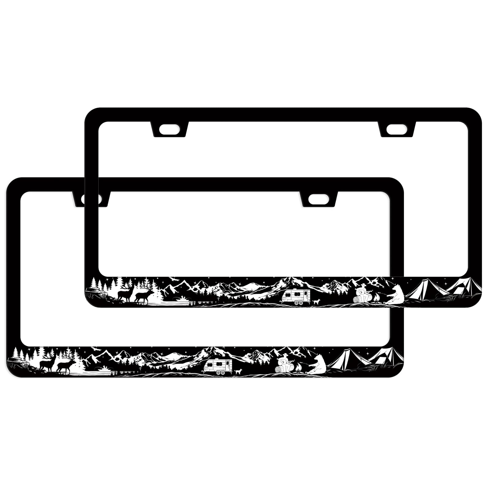 Amazon.com: Camping License Plate Frames 2 Pack - Mountains License ...