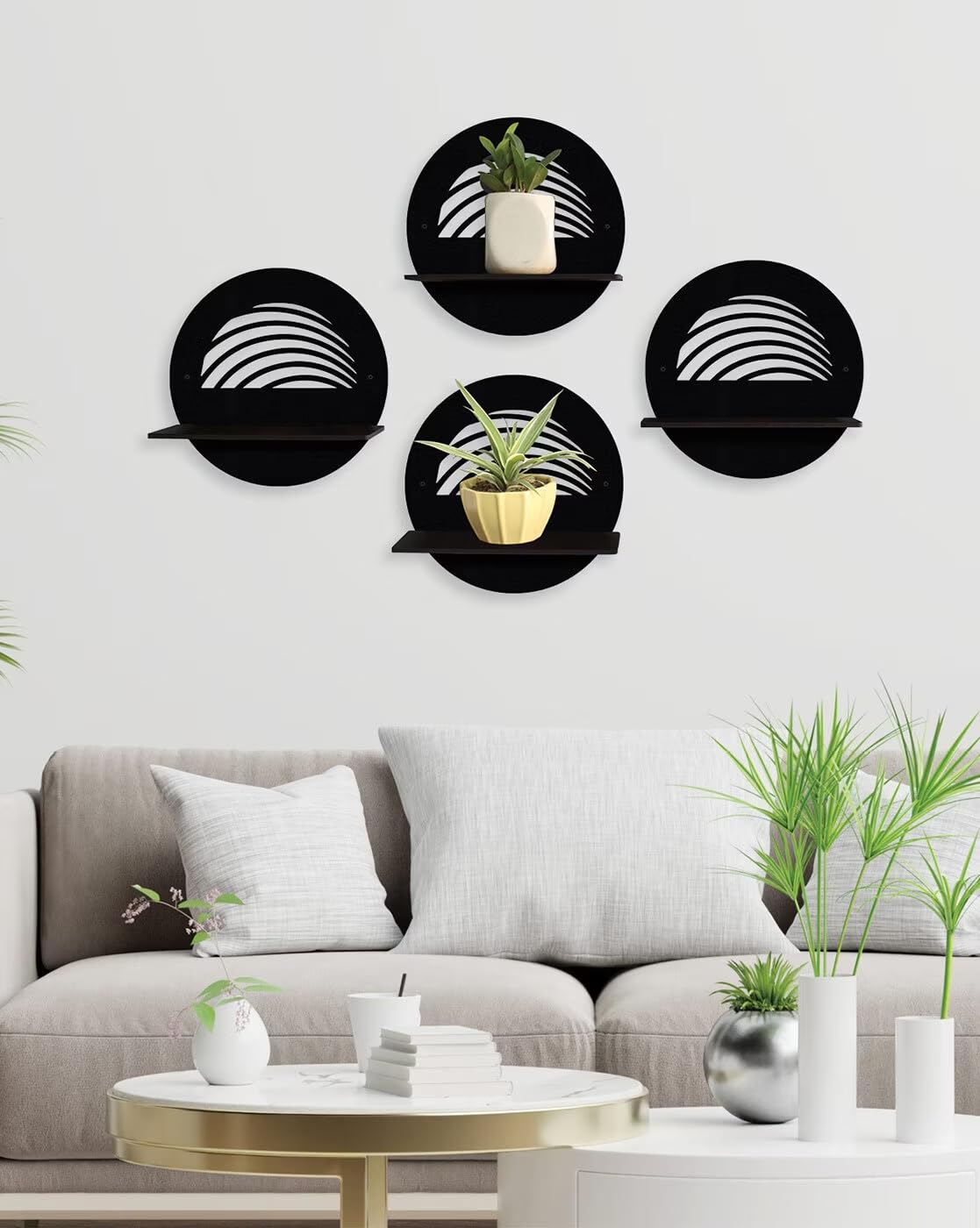 Shelfscape Wall Mounted Shelf for Living Room Stylish MDF Floating Shelf, Freestanding for ...