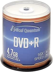 Amazon.com: Optical Quantum DVD+R 4.7GB 16X DVD en blanco imprimibles por inyección de tinta ...