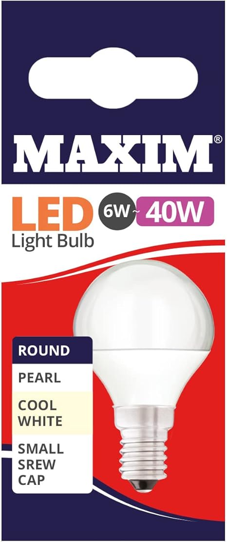 Maxim LED Light Bulbs (Pack of 10) - Round - Cool White - Small Edison ...