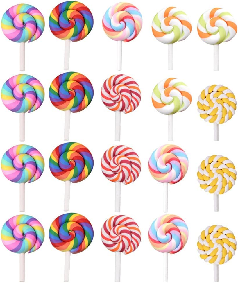 Amazon.com: Toyvian Christmas Decorations Miniature Lollipops Polymer ...