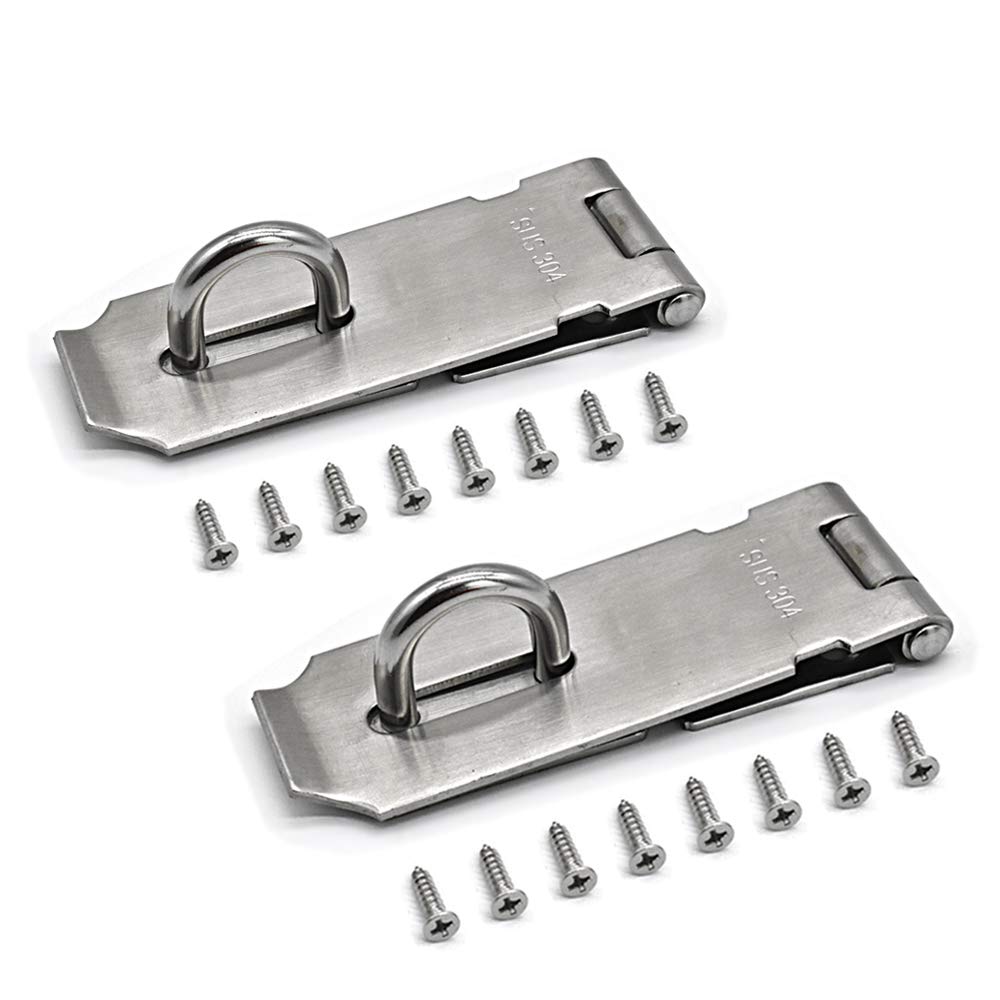 Buy 2 Pack Safety Padlock Hasp 4 Inch Stainless Steel Door Locks Clasp ...