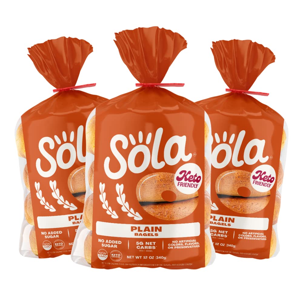 Amazon.com: Sola Plain Bagels, Low Carb & Keto Friendly, 16g of Protein ...