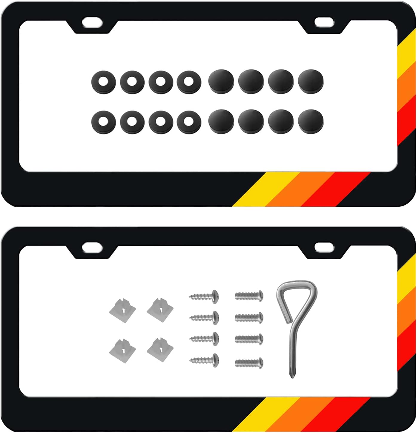 Amazon.com: Tri-Color Retro License Plate Frame Bracket Classic ...