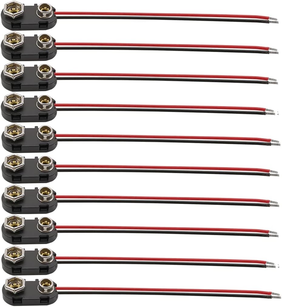 Amazon.com: LampVPath (Pack of 10 22AWG Wires I-Type 9V Battery ...