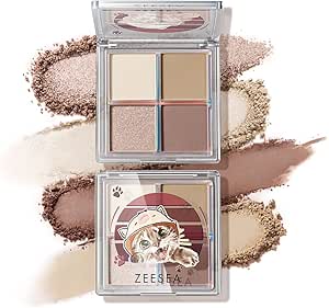 Amazon | ZEESEA カワイイネコ 四色アイシャドウ アイシャドウパレット (01) | zeesea | アイシャドウ 通販