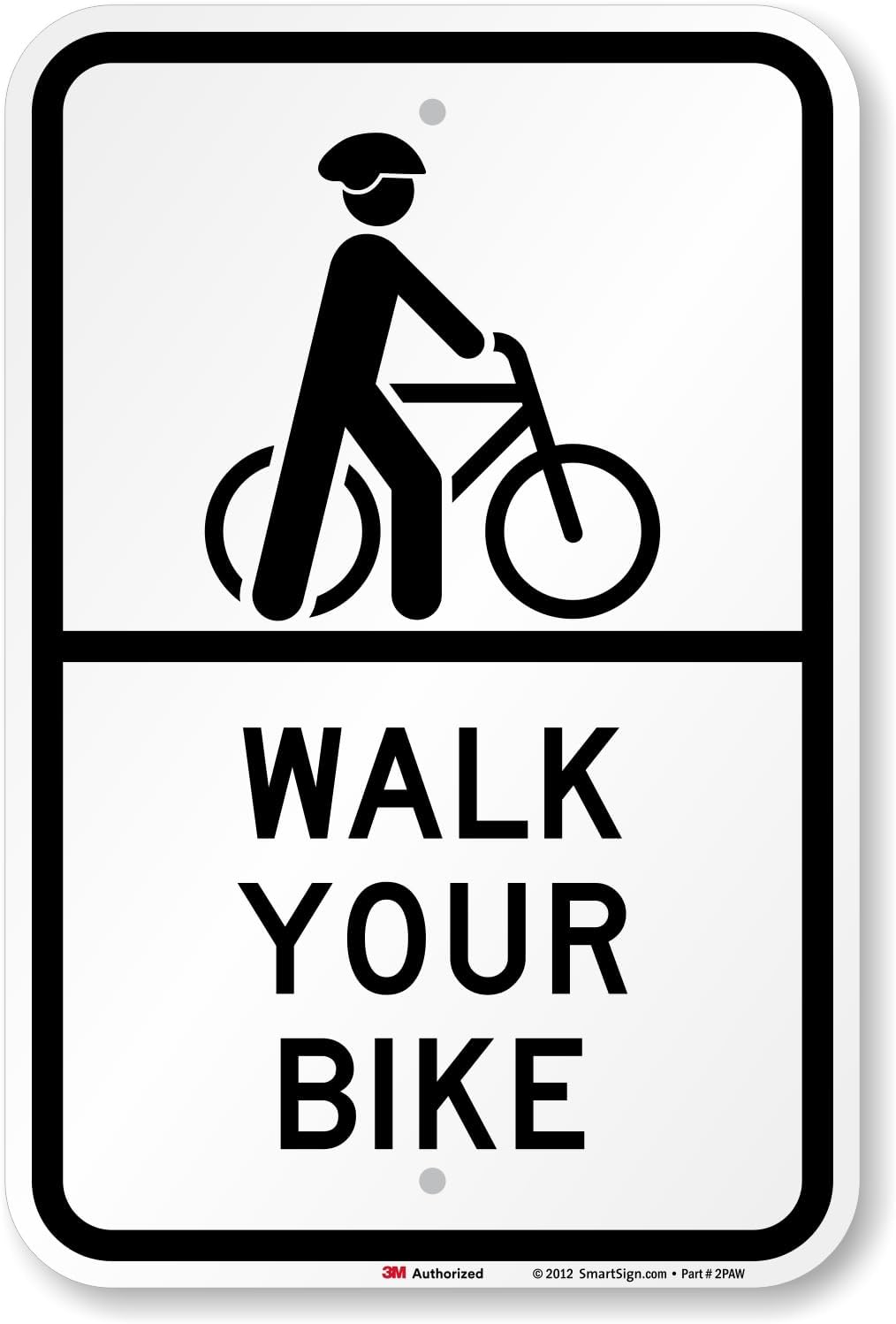 Amazon.com: SmartSign 18 x 12 inch “Walk Your Bike” Metal Sign, 63 mil ...