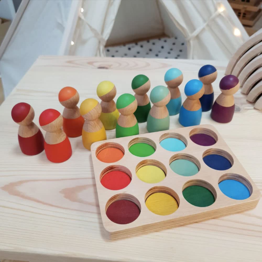 Wooden Peg Color Sorter Board | Develop Fine Motor Skills and Sensory ...