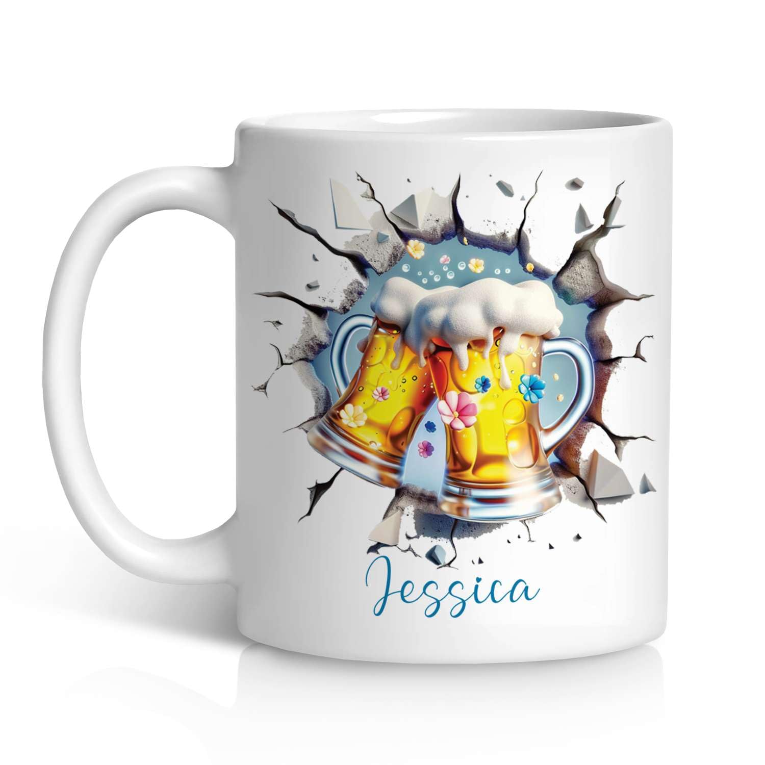 Amazon.com: Custom Coffee Cup With Beer In Cracked Wall Design, Unique ...