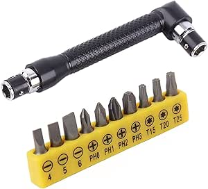 Double Head 1/4 Inch Hex Socket Wrench L-Shape screwdriver with 10Pcs ...