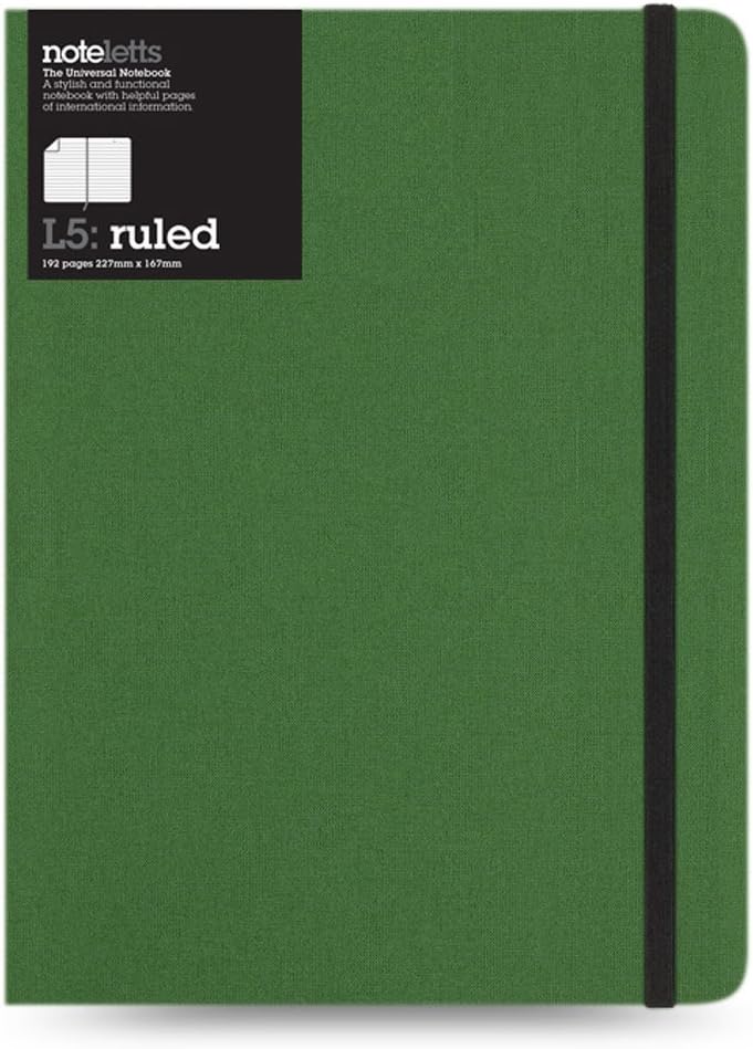 Amazon.com : Letts Noteletts Universal Notebook, Large, Ruled, Green, 8 ...