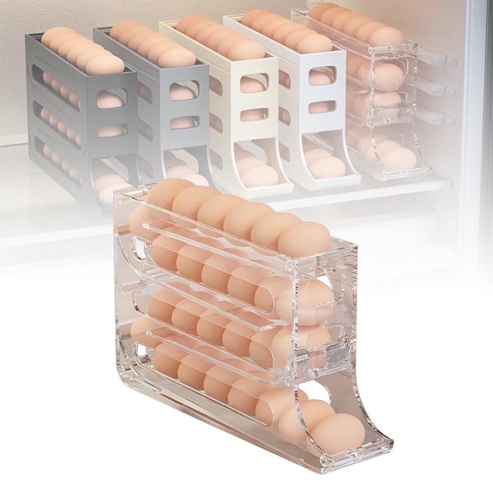 Egg Storage Shelf With 4 -Level inClined Design, Refrigerator Egg ...