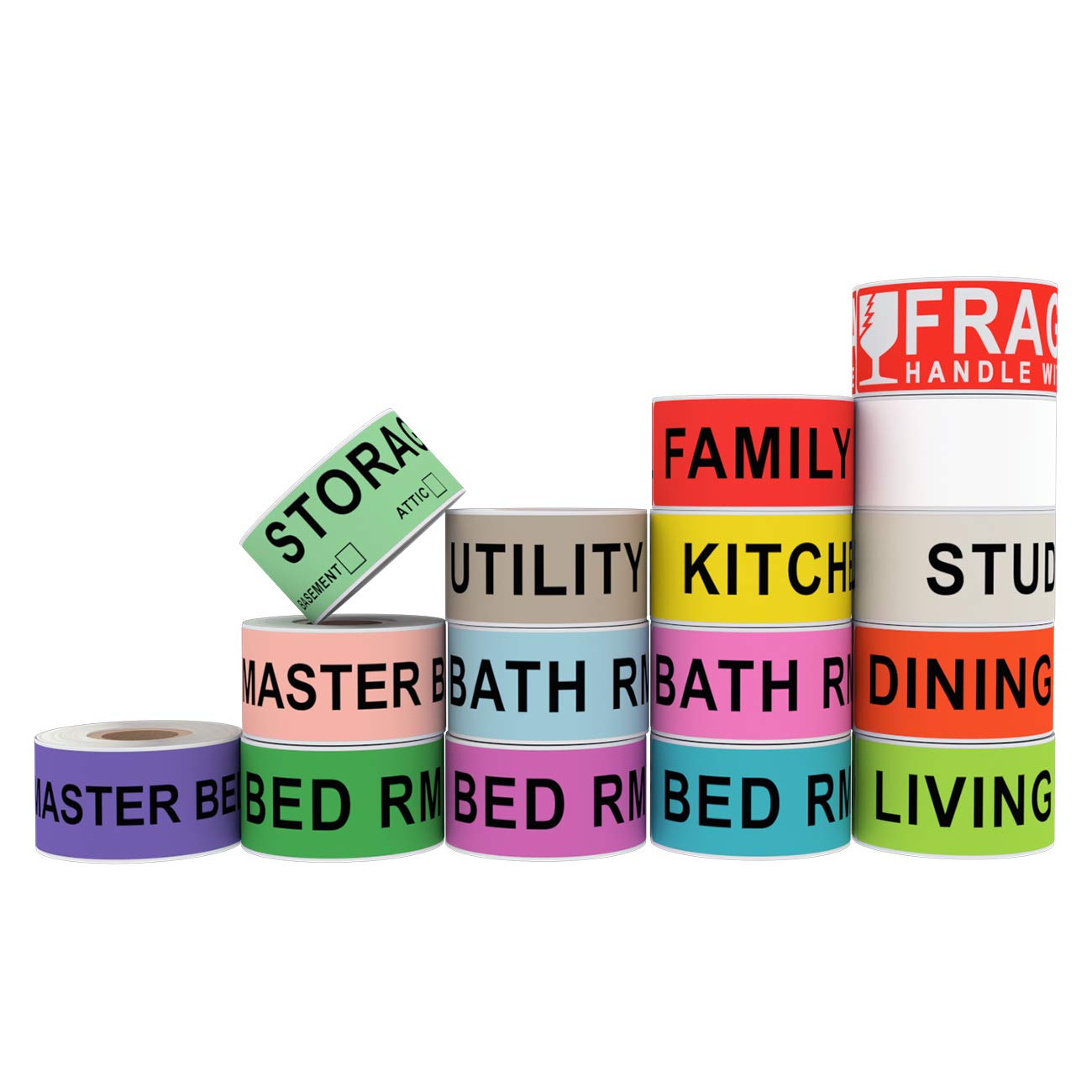 Snapklik.com : 960 Count Home Moving Labels,16 Rolls Different Color ...