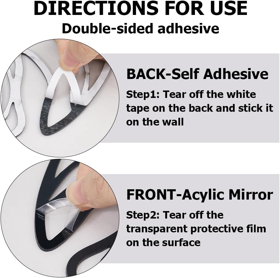 CREATCABIN 3 calcomanías de pared de espejo acrílico de hojas, 3 ...