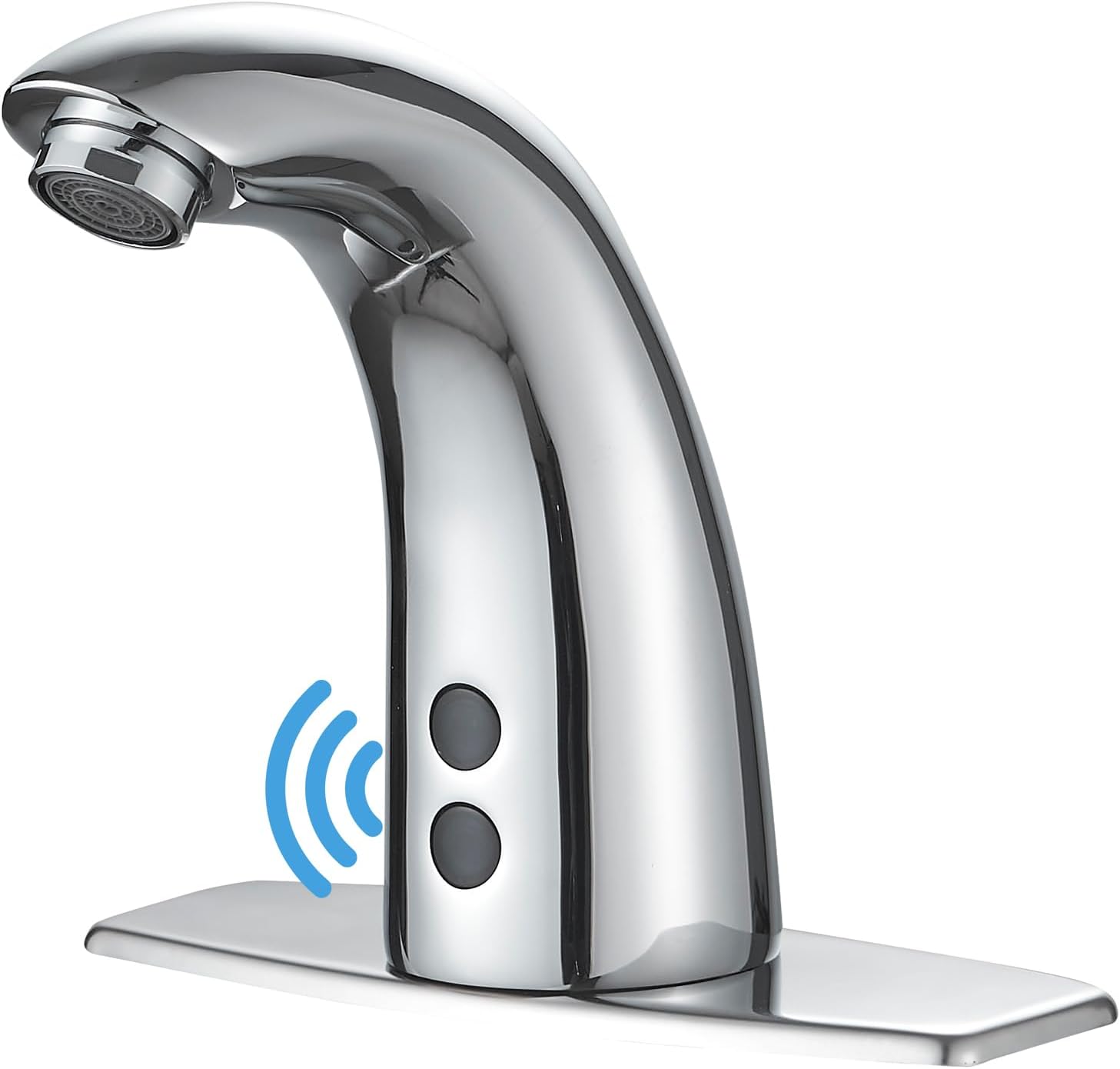 BWE Chrome Touchless Bathroom Faucet, Automatic Infrared Motion Sensor Faucets, Hands-Free ...