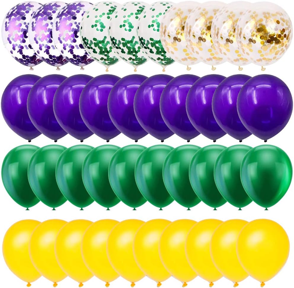 Amazon.com: 80PCS Mardi Gras Party Balloons Decoration Supplies ...
