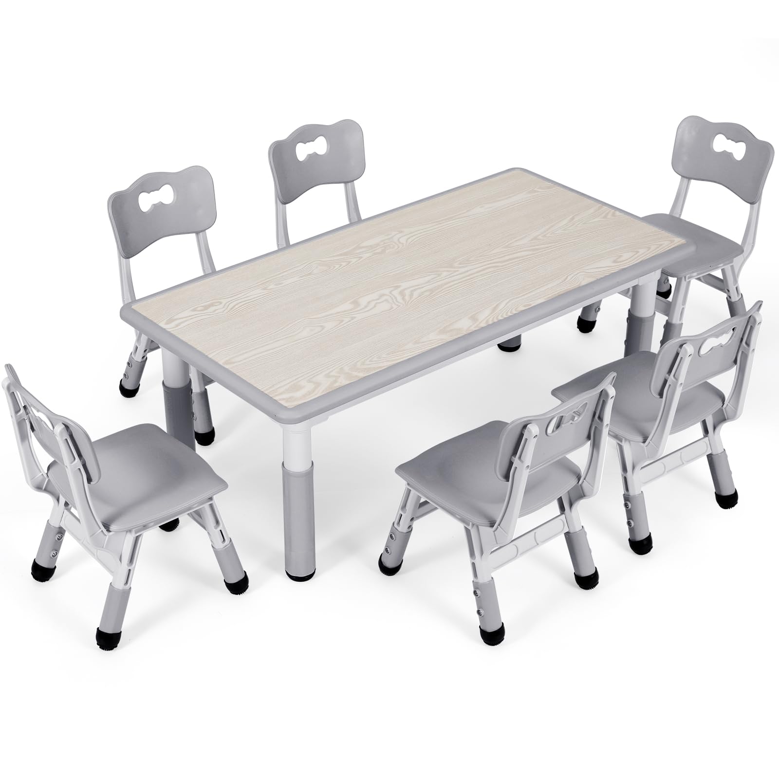 Amazon.com: Arlopu Kids Study Table and 6 Chairs Set, Height Adjustable ...