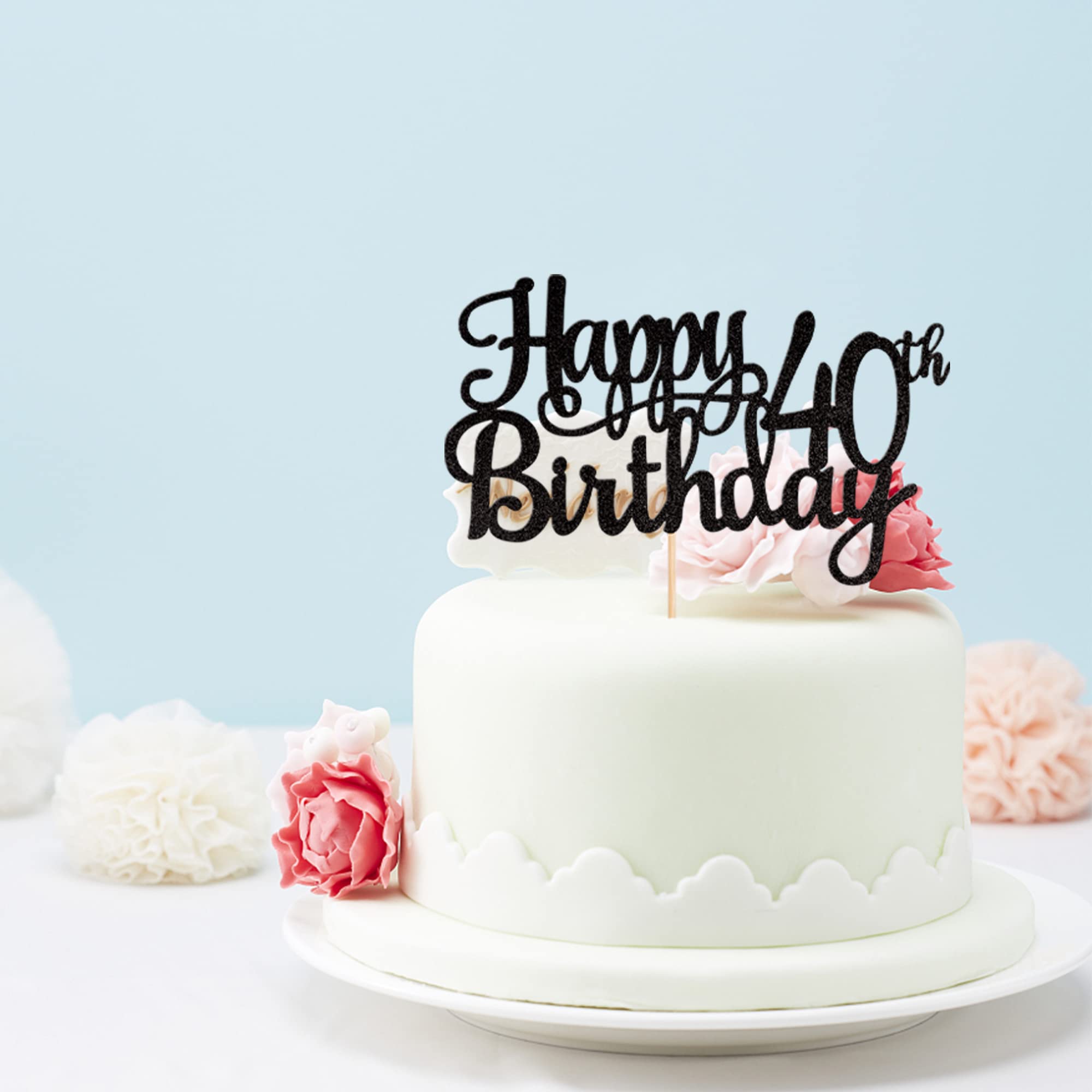Snapklik.com : 1 PCS Happy 40th Birthday Cake Topper Glitter Cheers To ...