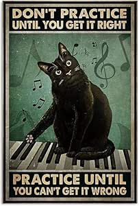 Amazon.com: 8X12 Inch Don’t Practice Until You Get It Right Poster Black Cat Piano Pianist Lover ...