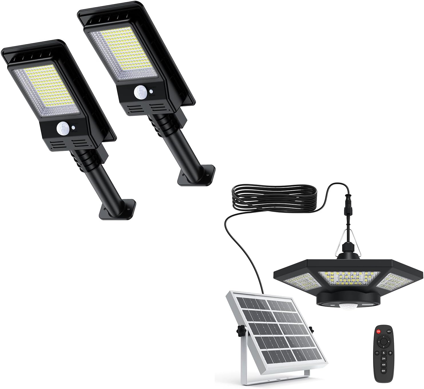 Solar Motion Sensor Lights 2 Pack for Outside Gutter Backyard + Solar ...