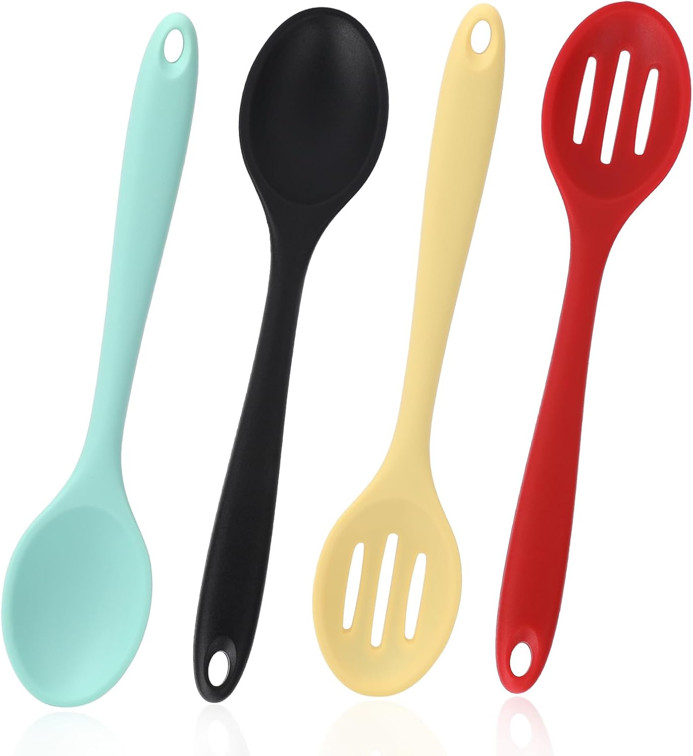Amazon.com: 4 Pcs Large Slotted Spoon Silicone Cooking Mixing Spoon ...
