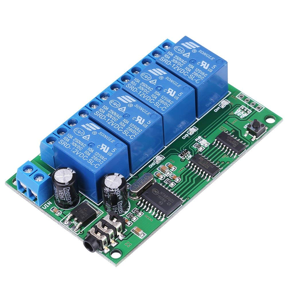 AD22B04 4 Channel 12V Modulo Relay DTMF Tono Signal Decoder Relay Phone ...