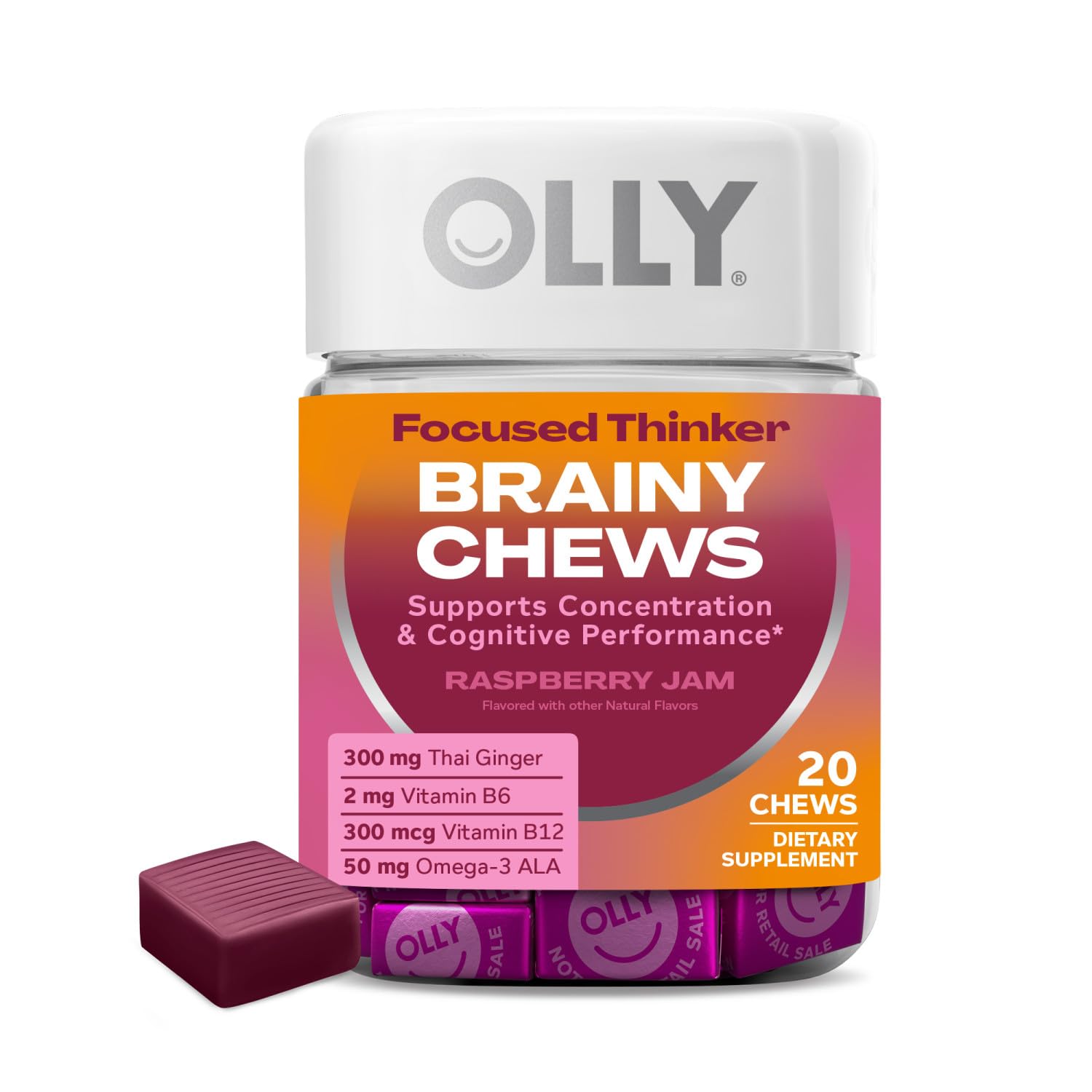 Amazon.com: OLLY Focused Thinker Brainy Chews, Omega-3 ALA, Vitamins B6 ...