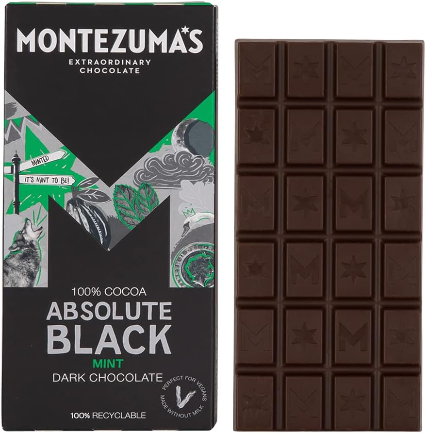 Montezuma's Absolute Black, 100% Cocoa, Dark Chocolate With Mint ...