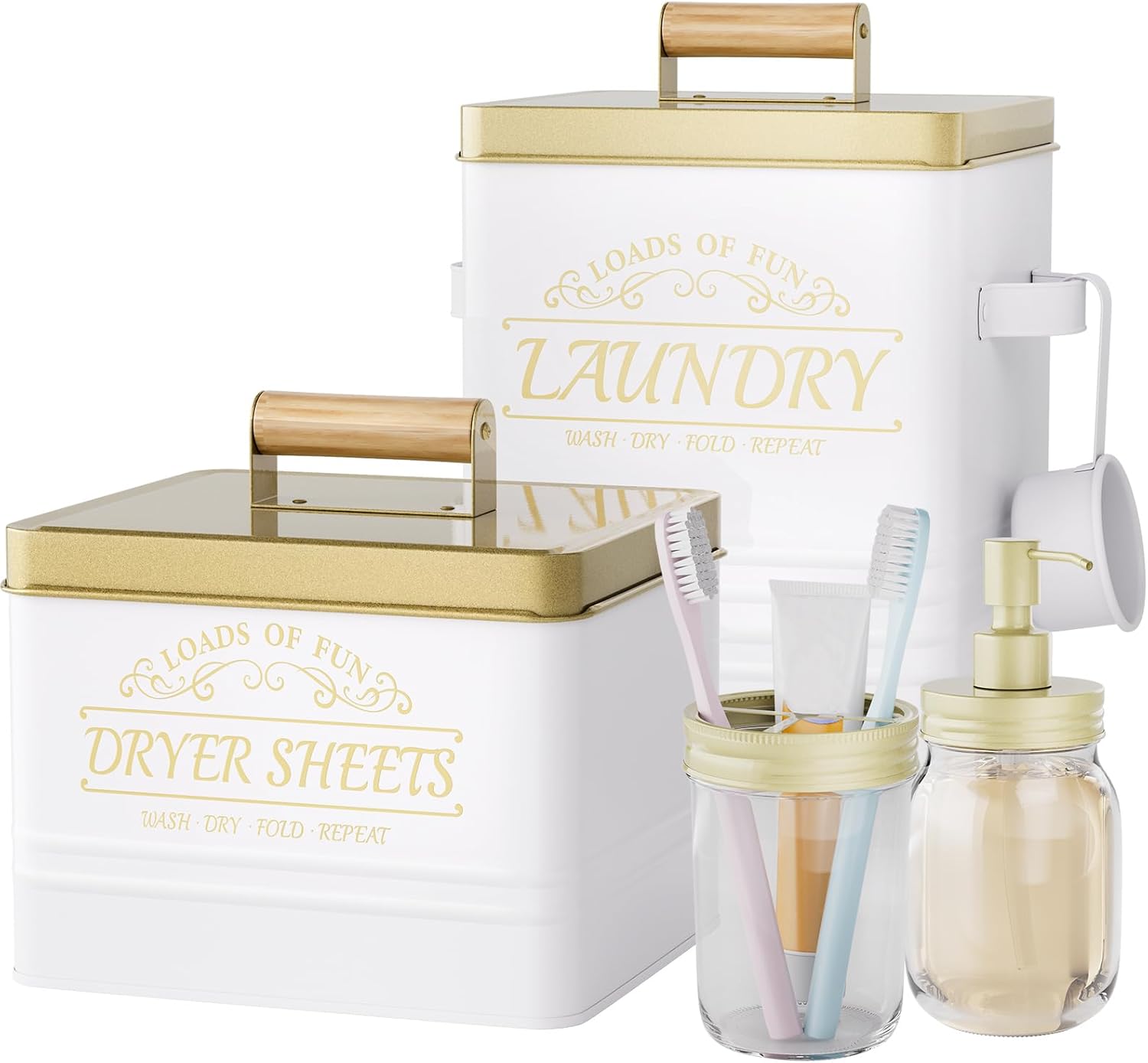 Amazon.com: BSSN Laundry Pods Container with Dryer Sheet Holder – White ...