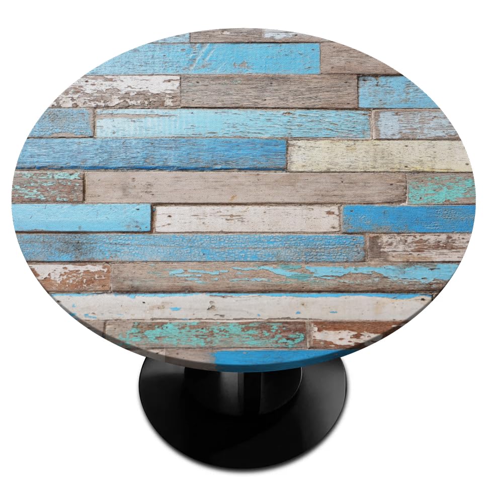 Amazon.com: Rustic Wood Planks Tablecloth, Round Fitted Tablecloth with ...
