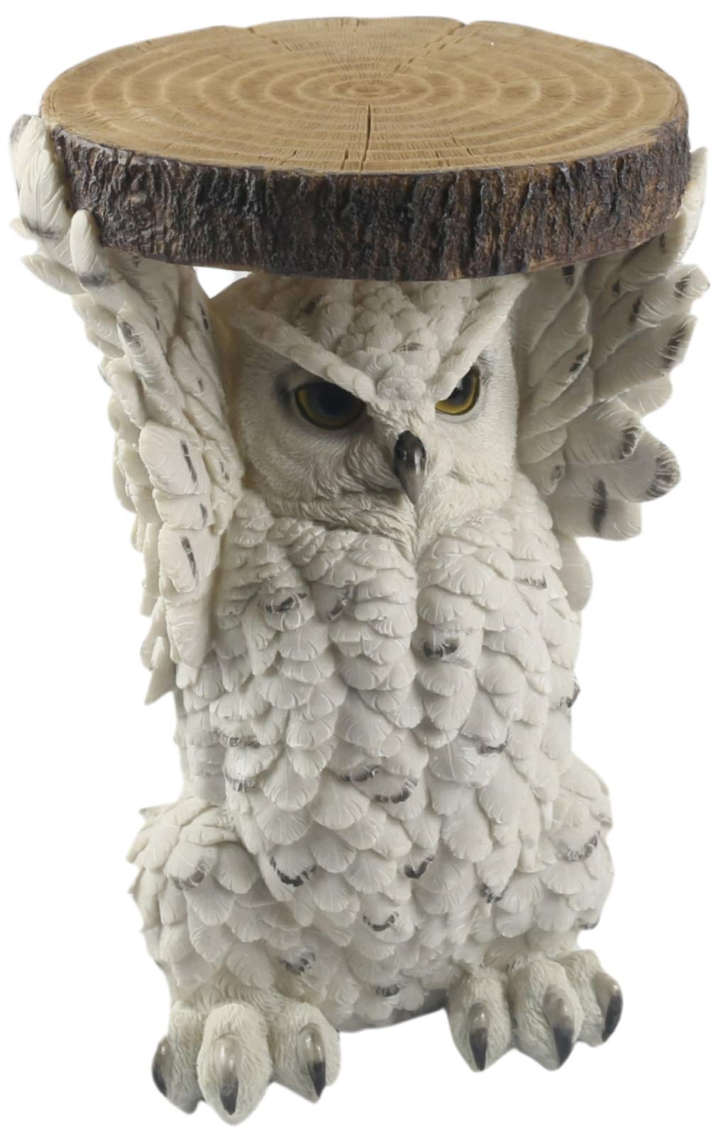 Middle-England 36cm Snowy Owl Side Coffee Occasional Table Plant Stand ...