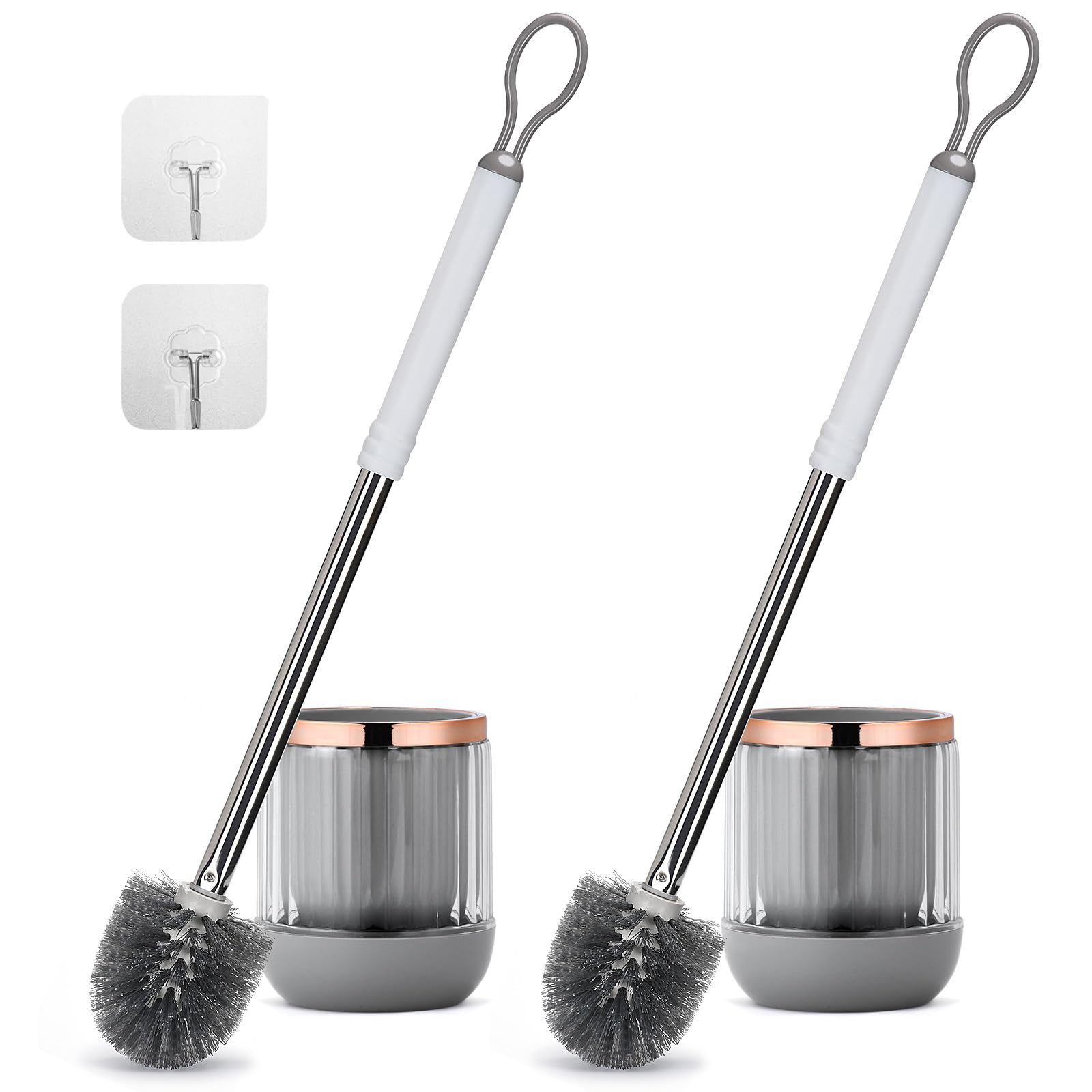 Amazon.com: GUCOLUBU Toilet Bowl Brush and Holder 2 Pack Long Handle ...