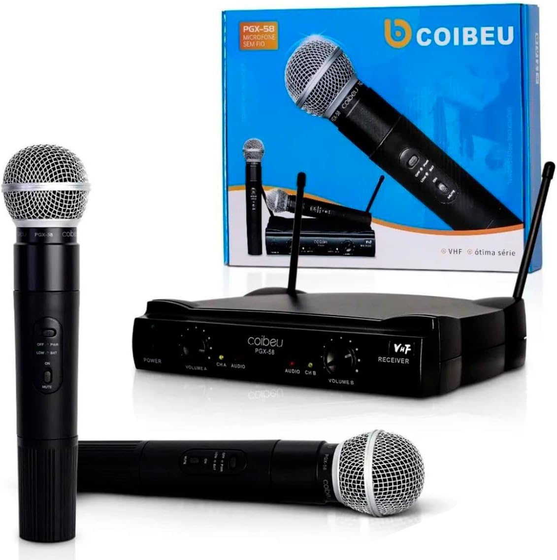 Microfone Sem Fio Duplo Profissional Pgx-58 Dinâmico Omnidirecional VHF Com Bateria Qualidade ...