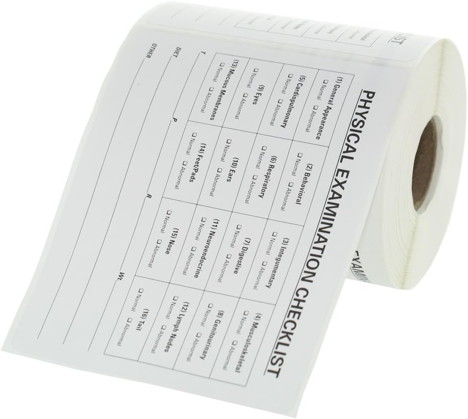 Amazon.com : LabelValue.com | Veterinary Physical Exam Checklist Labels ...