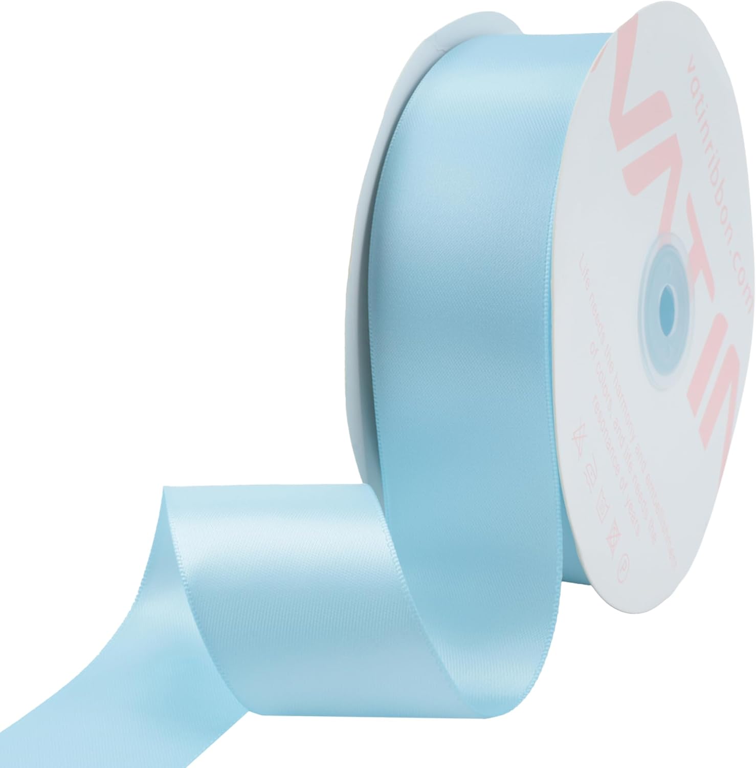 Amazon.com: VATIN Double Face Light Blue Satin Ribbon 1-1/2" Continuous ...