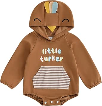 Amazon.com: GINEVSAL Baby Boy Thanksgiving Clothes Little Turkey Long ...