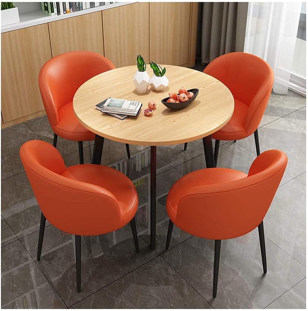 Amazon.com: Round Dining Table Set W/ 4 Chair - Save Space Office Table ...