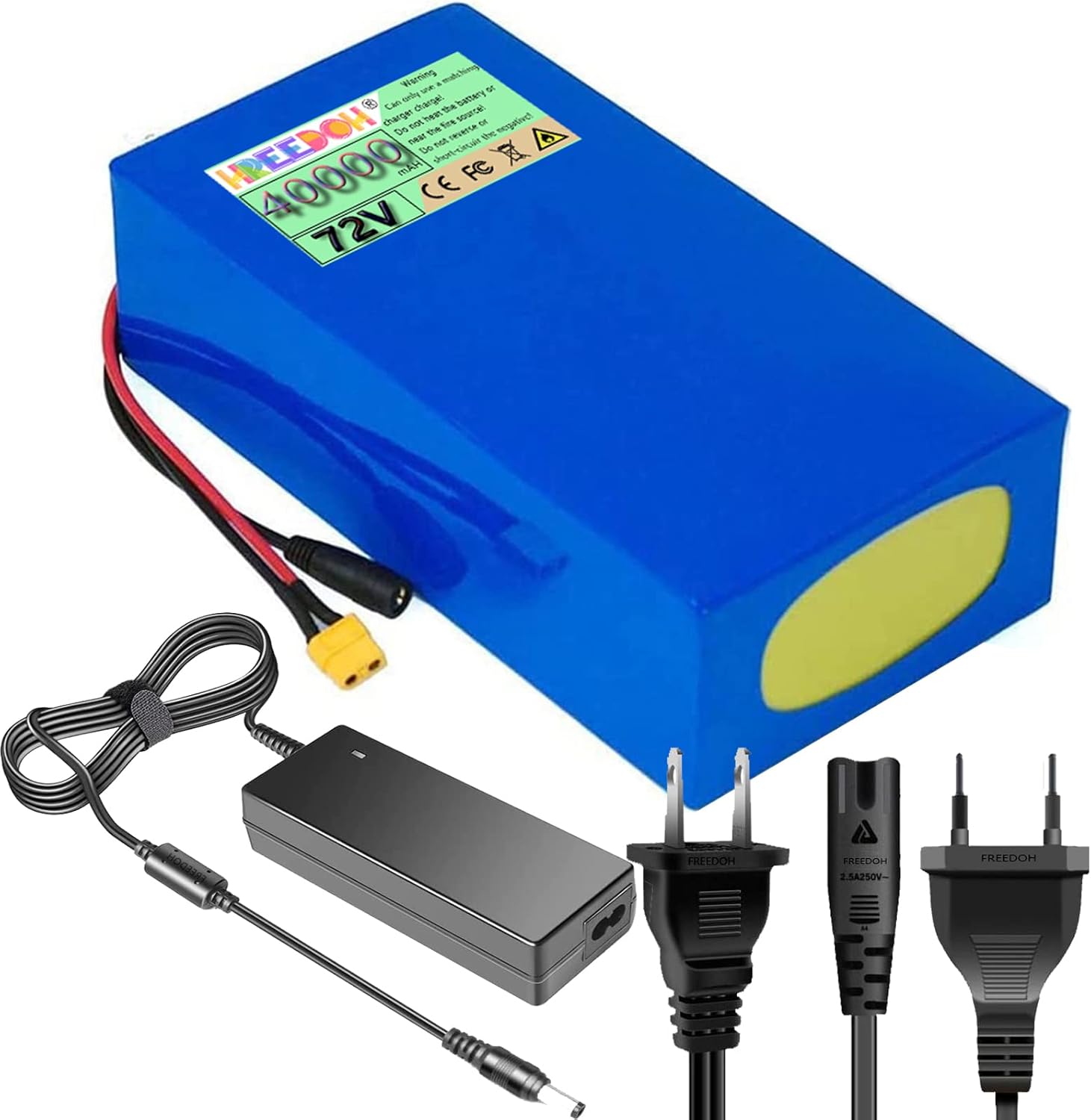 Amazon.com: FREEDOH 72 Volt Ebike Battery 72V 40Ah Lithium Battery ...
