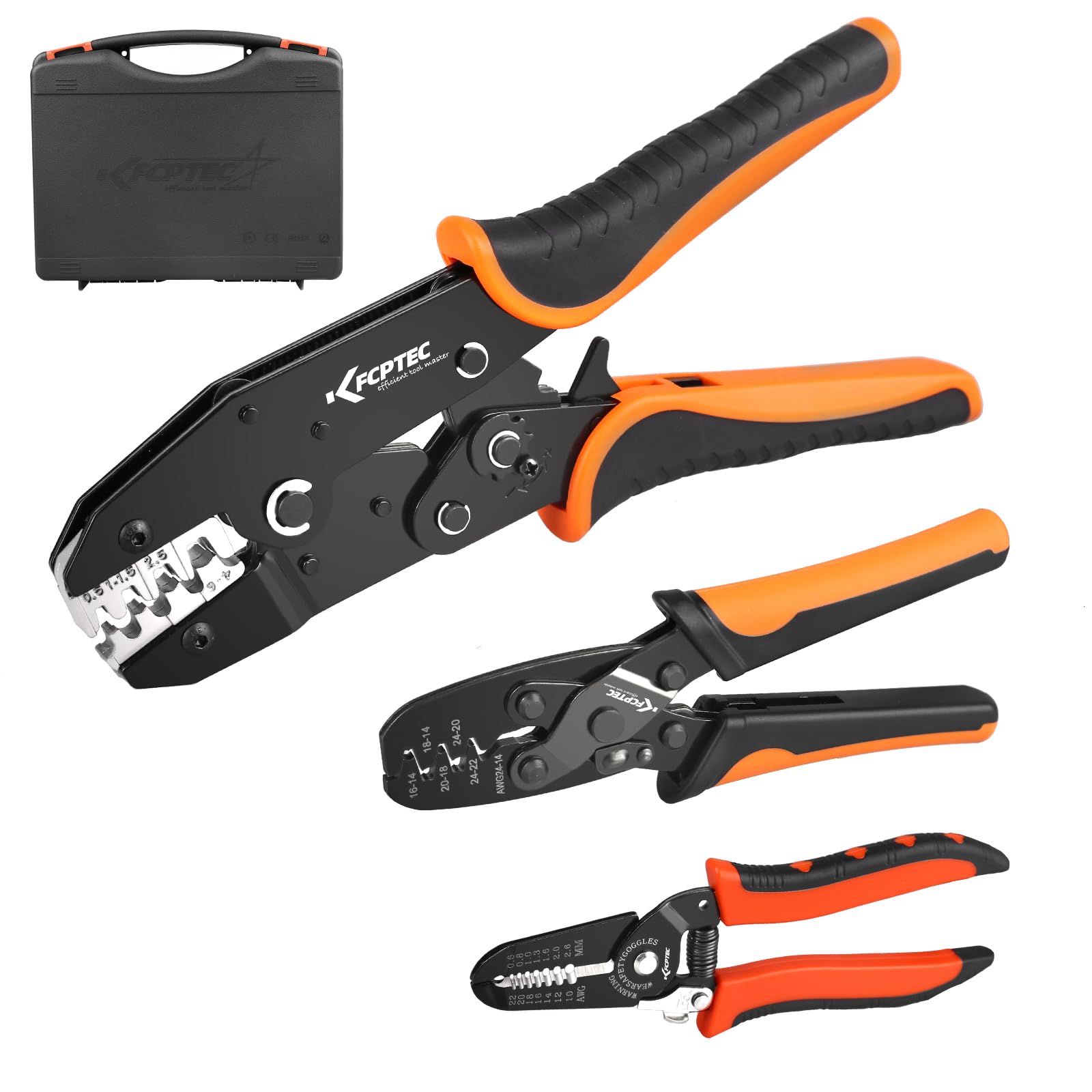KF CPTEC 3-Piece Crimping Tool Set – Ratchet Wire Crimpers for Open ...