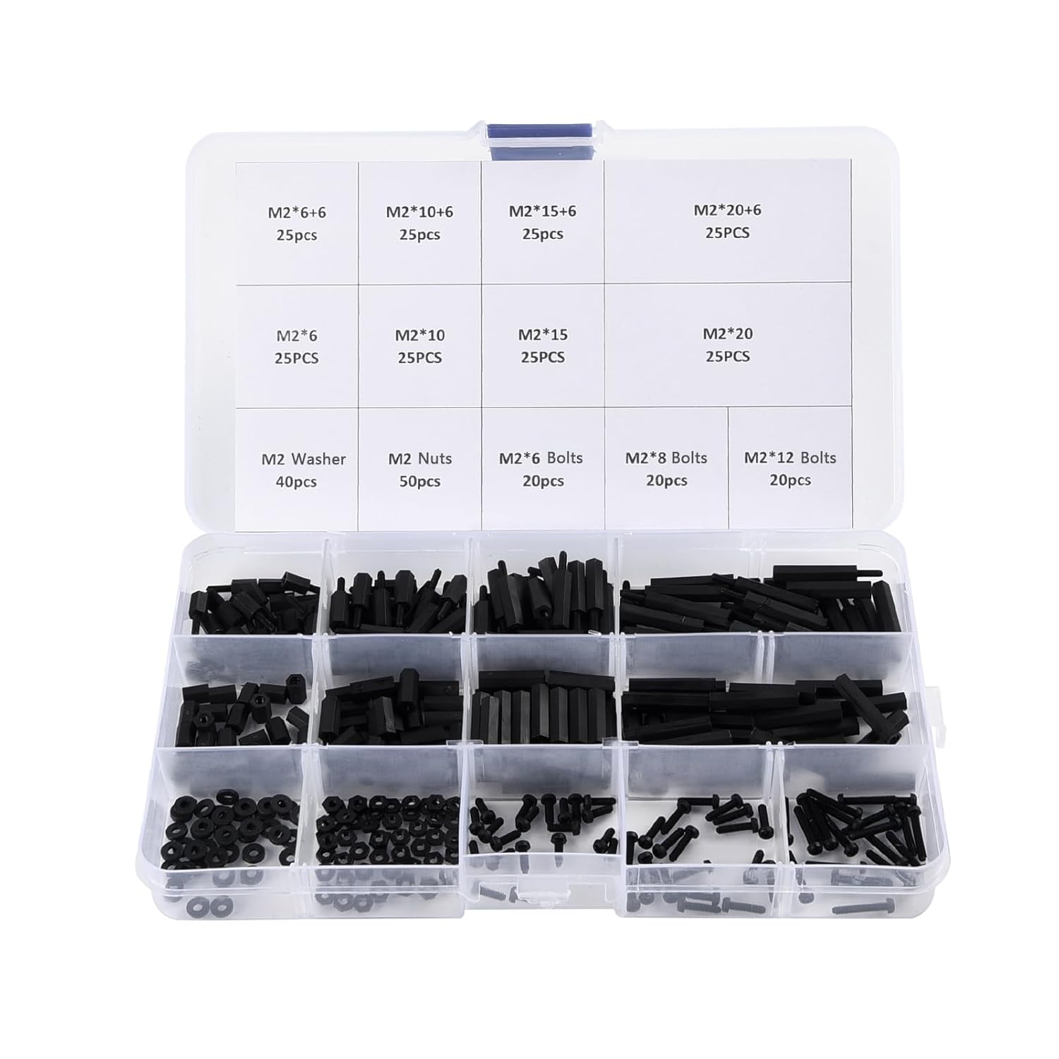 350PCS M2 Male Female Nylon Hex Spacer, Standoffs Screws Nuts Threaded ...