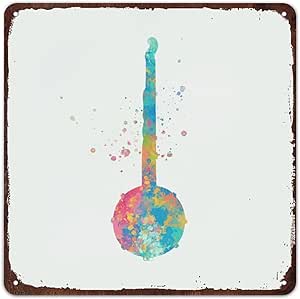 Amazon.com: Mousus Banjo Paint Splatter Retro Metal Sign, Banjo Wall ...