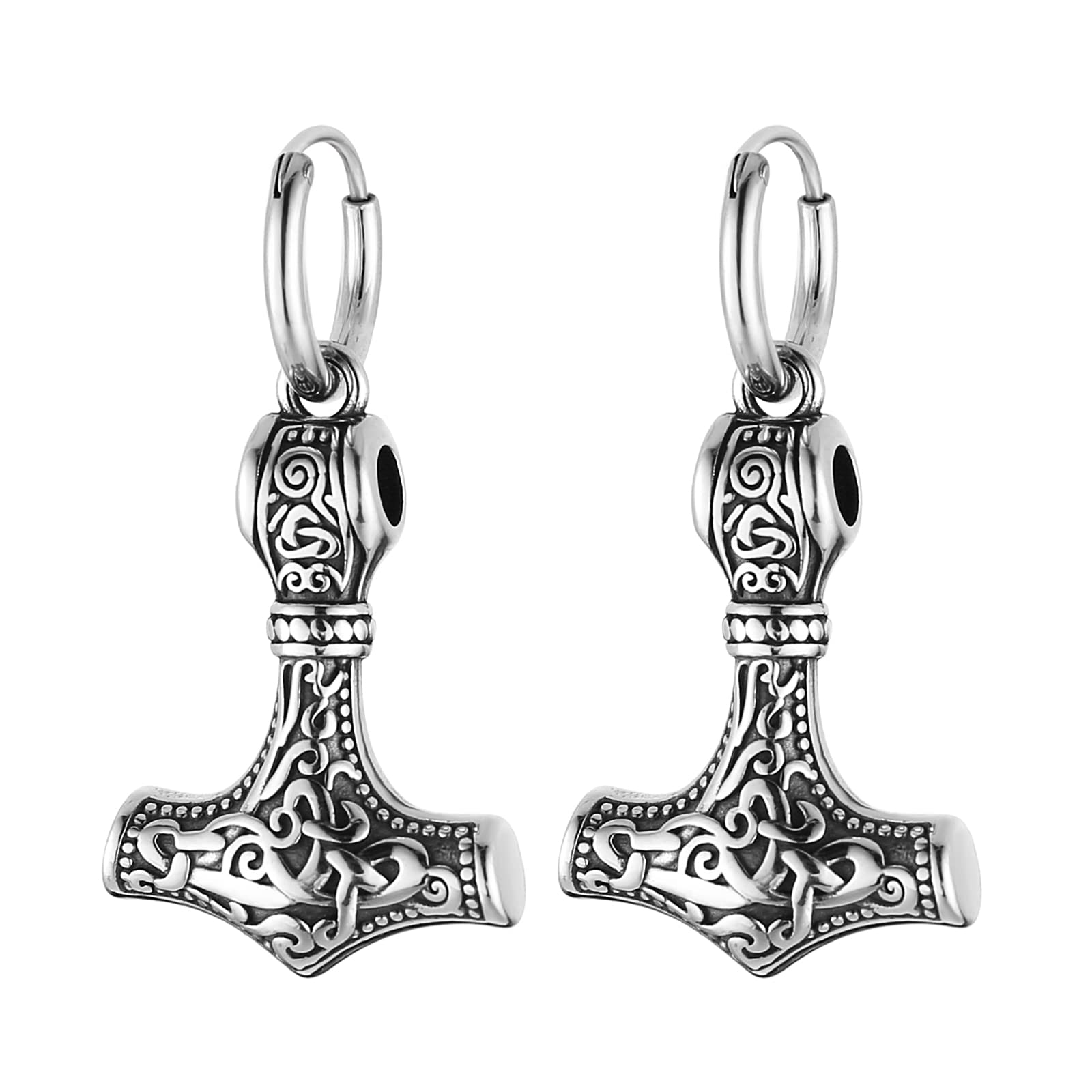 Amazon.com: HZMAN Stainless Steel Dangle Earring Norse Viking Thors ...