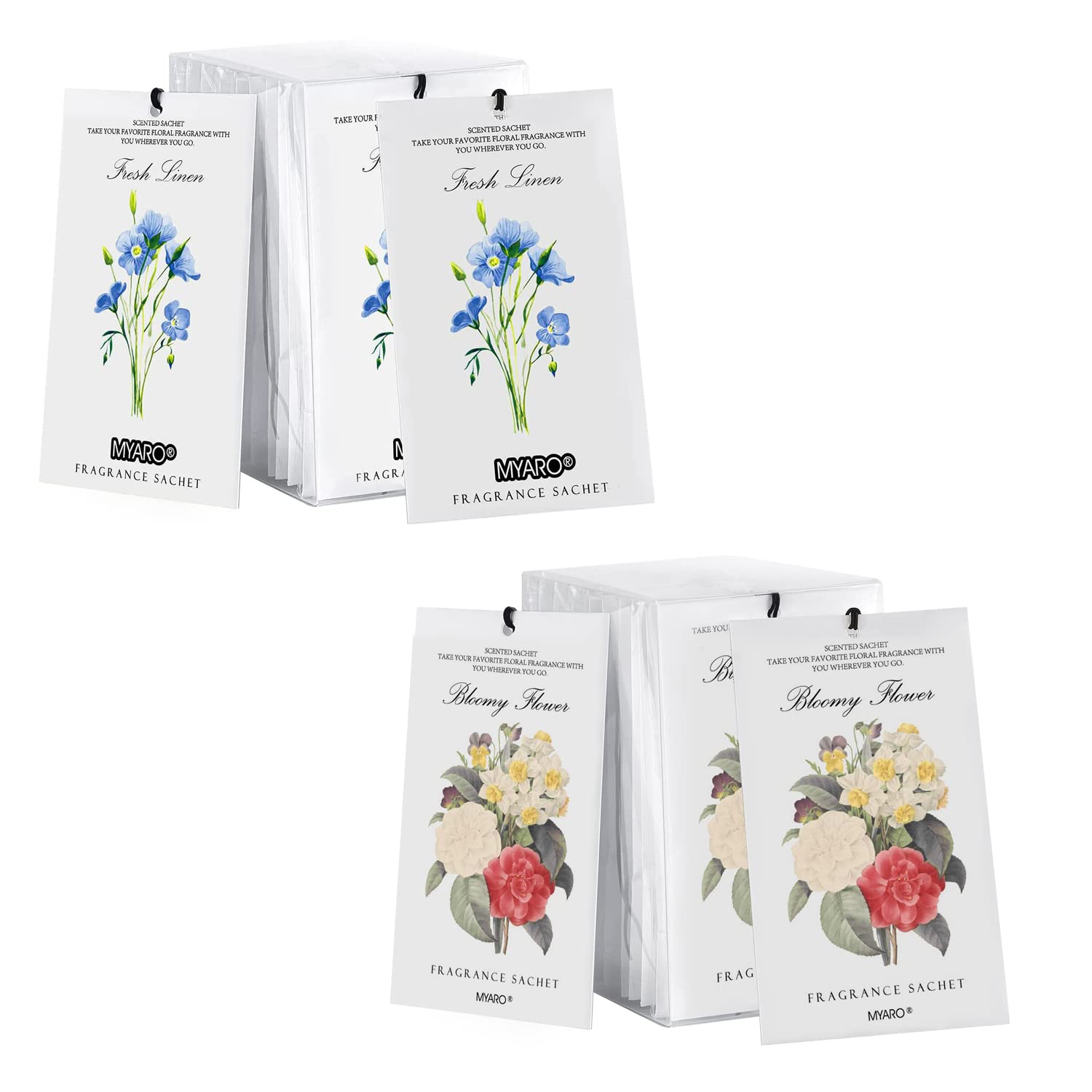 Amazon.com: MYARO 12 Packs Linen and 12 pcs Jasmine Scented Sachets for ...