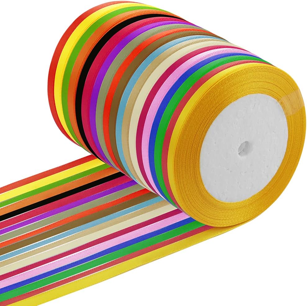 FIGFYOU 20 Colours Ribbon, 500 Yards Satin Ribbon Double Sided Fabric ...