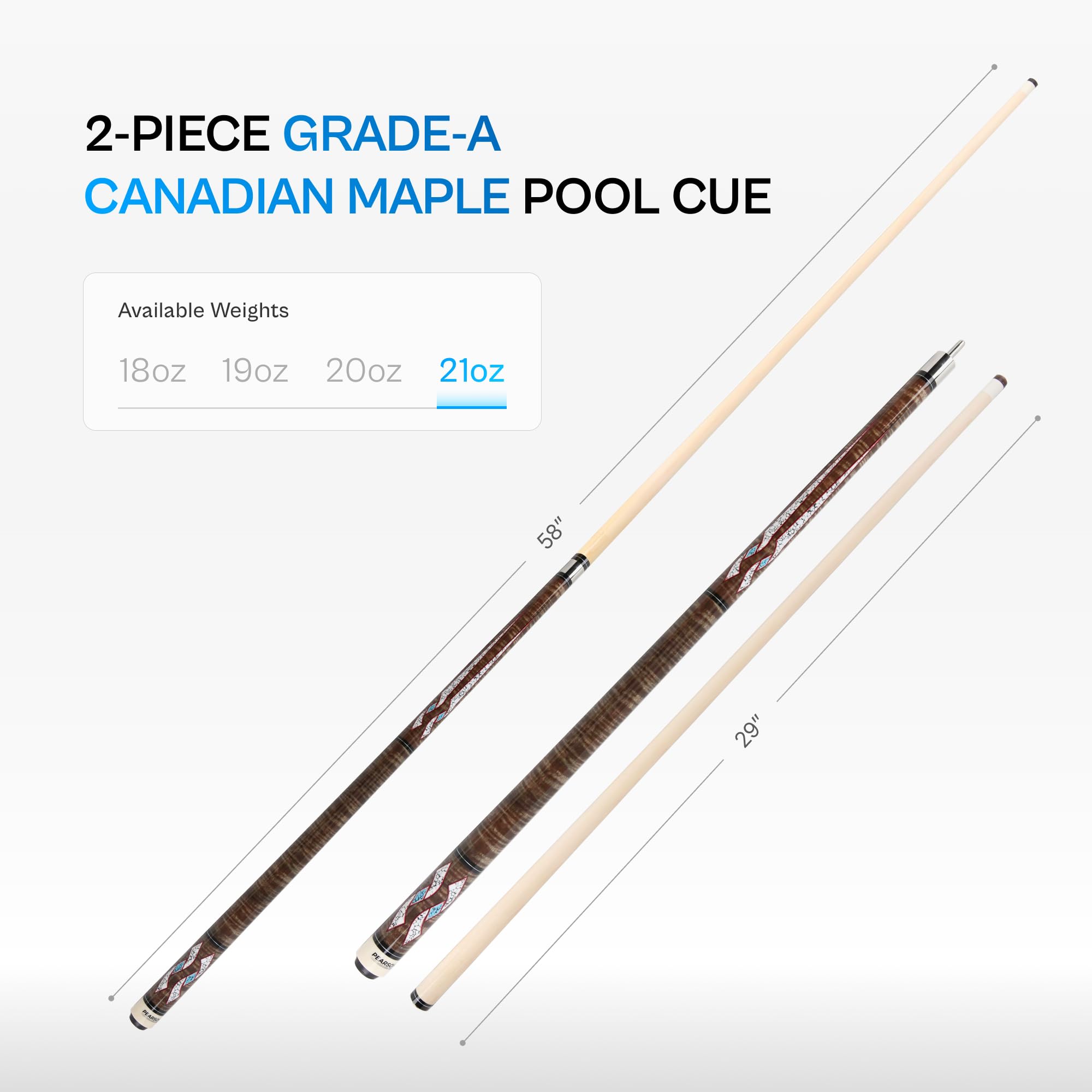 Snapklik.com : PEARSON Cues Prestige Series Pool Cue 58” Maple Wood ...
