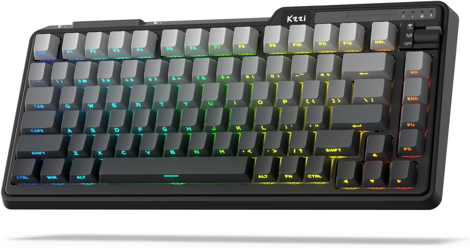 Amazon.com: KZZI K75 PRO RGB 75% Wireless Gasket Mechanical Keyboard, Triple Mode BT 5.0/2.4G ...