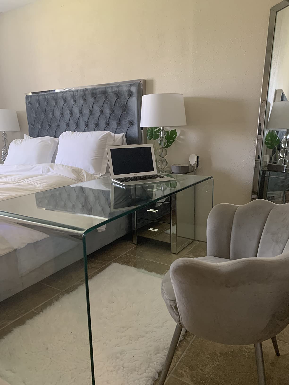 $30/mo - Finance Neos Modern Furniture Bent Glass Computer Desk ...