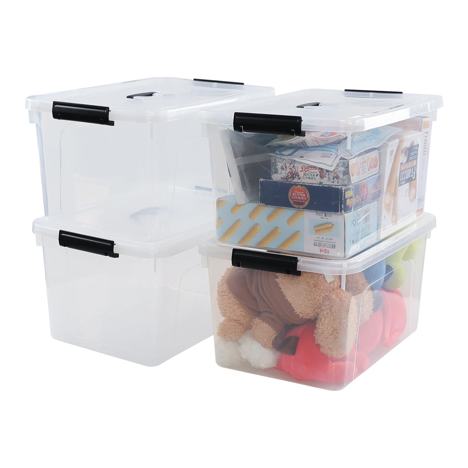Amazon.com - Quickquick 18 Quart Plastic Clear Latch Storage Boxes ...