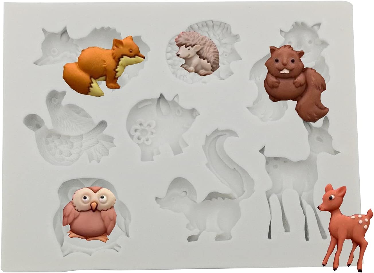 Amazon.com: Forest Animals Fondant Molds, Fawn Squirrel Hedgehog ...